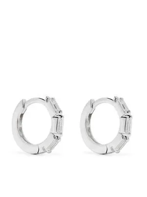 SUZANNE KALAN 18kt White Gold Diamond Huggie Earrings - Silver