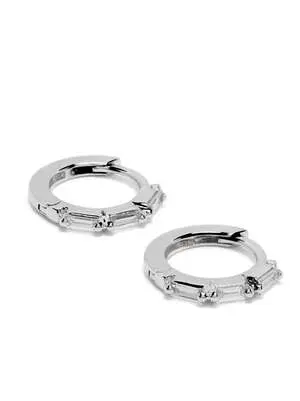 SUZANNE KALAN 18kt White Gold Diamond Huggie Earrings - Silver