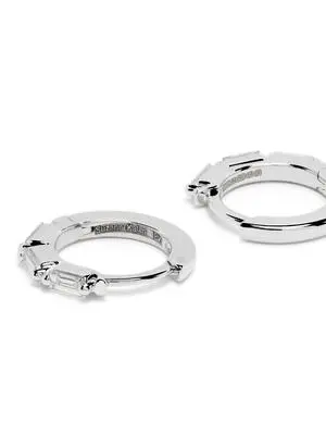 SUZANNE KALAN 18kt White Gold Diamond Huggie Earrings - Silver