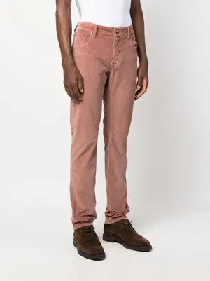 Jacob Cohen Mid-rise Slim-fit Corduroy Trousers - Pink