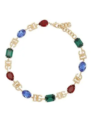 Dolce & Gabbana Crystal-embellished Logo Necklace - Gold