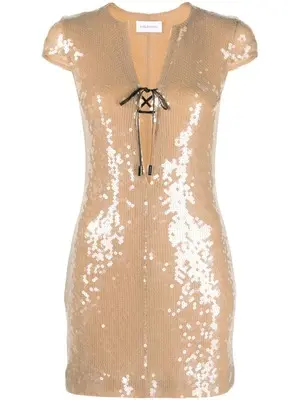 16Arlington Sequin-embellished Minidress - Neutrals