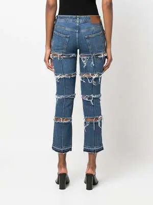 Alexander McQueen Distressed Cropped Jeans