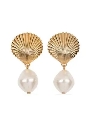 JENNIFER BEHR Alana Shell Baroque-pearl Earrings - Gold