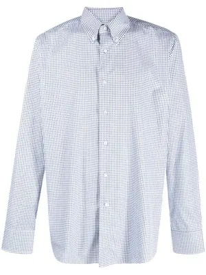 Canali Check-pattern Cotton Shirt White