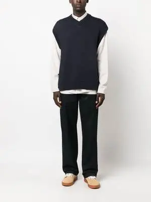 Studio Nicholson V-neck Cotton-blend Knitted Vest