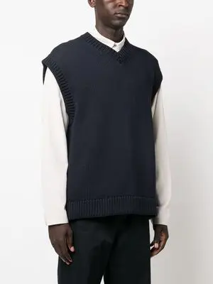 Studio Nicholson V-neck Cotton-blend Knitted Vest