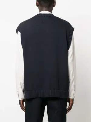 Studio Nicholson V-neck Cotton-blend Knitted Vest