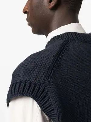 Studio Nicholson V-neck Cotton-blend Knitted Vest