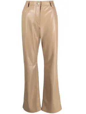 MSGM Faux-leather Trousers - Neutrals