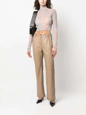 MSGM Faux-leather Trousers - Neutrals
