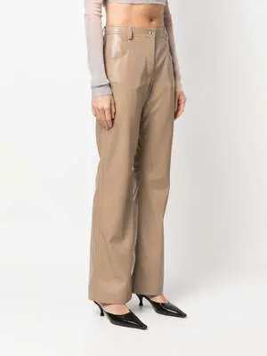 MSGM Faux-leather Trousers - Neutrals