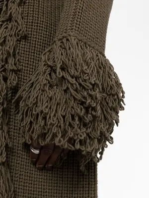Blumarine Fringe Virgin Wool Coat - Green