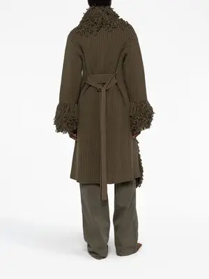 Blumarine Fringe Virgin Wool Coat - Green