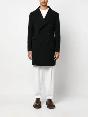 Tagliatore Double-breasted Wool-blend Coat - Black