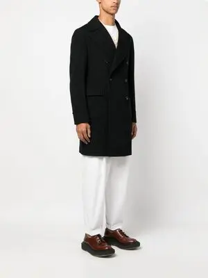Tagliatore Double-breasted Wool-blend Coat - Black