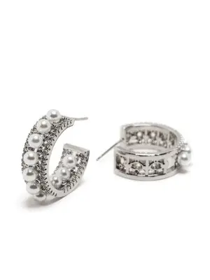 HZMER JEWELLERY Pearl-embellished Hoop Earrings