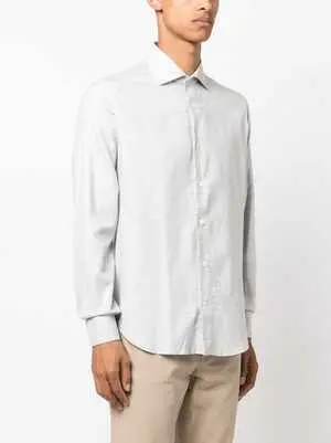 Eleventy Dandy Long-sleeved Cotton-lyocell Shirt - Grey