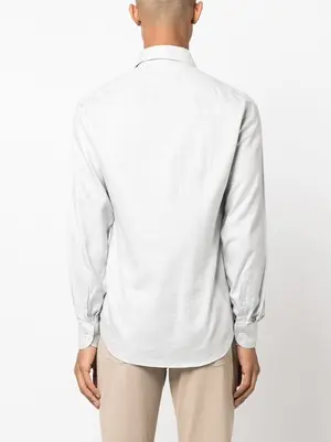 Eleventy Dandy Long-sleeved Cotton-lyocell Shirt - Grey