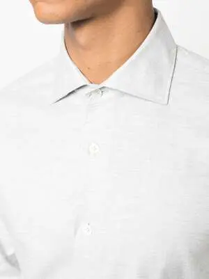 Eleventy Dandy Long-sleeved Cotton-lyocell Shirt - Grey