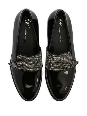 GIUSEPPE ZANOTTI Eflamm Crystal Embellished Loafers - Black