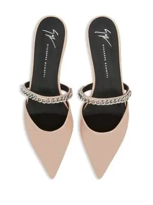 GIUSEPPE ZANOTTI Laurette Leather Mules - Neutrals
