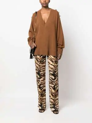 Roberto Cavalli Tiger-print High-waisted Trousers