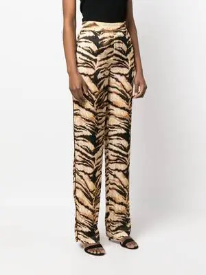 Roberto Cavalli Tiger-print High-waisted Trousers