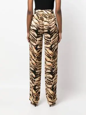 Roberto Cavalli Tiger-print High-waisted Trousers