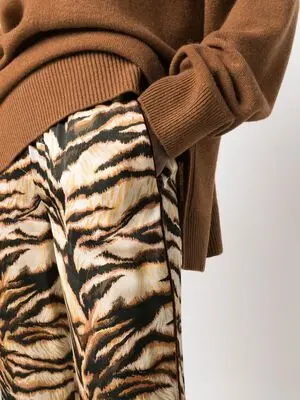 Roberto Cavalli Tiger-print High-waisted Trousers