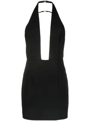 Dsquared2 Halterneck Open-back Minidress With Logo Plaque
