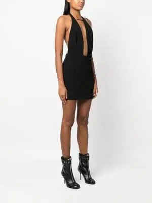 Dsquared2 Halterneck Open-back Minidress With Logo Plaque