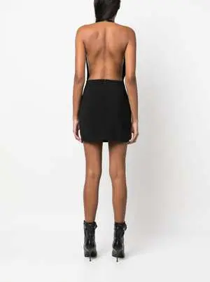 Dsquared2 Halterneck Open-back Minidress With Logo Plaque