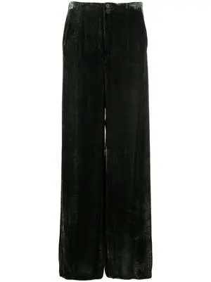 GENTRYPORTOFINO Velvet-effect Wide-leg Trousers - Green