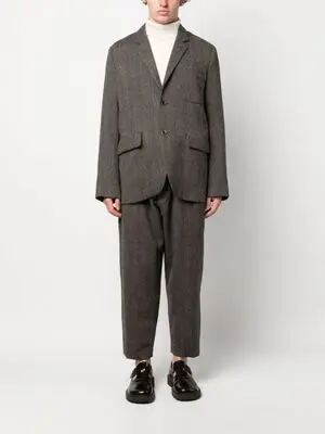 UMA WANG Herringbone-pattern Single-breasted Blazer