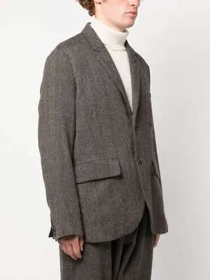 UMA WANG Herringbone-pattern Single-breasted Blazer