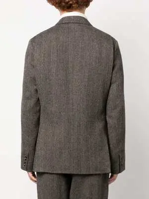 UMA WANG Herringbone-pattern Single-breasted Blazer