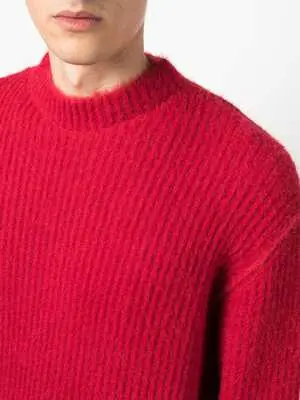 UMA WANG Ribbed Brushed-effect Jumper - Red