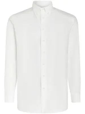 Etro Pegaso Motif-embroidered Cotton Shirt - White