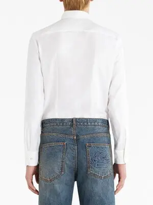 Etro Pegaso Motif-embroidered Cotton Shirt - White