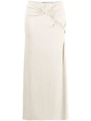 Christopher Esber Bead-embellished Ribbed Midi Skirt