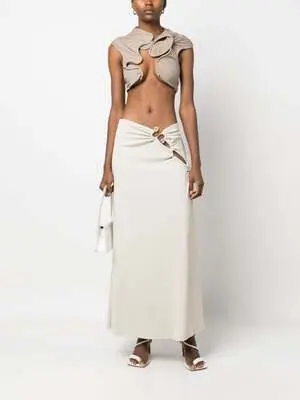 Christopher Esber Bead-embellished Ribbed Midi Skirt