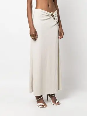 Christopher Esber Bead-embellished Ribbed Midi Skirt