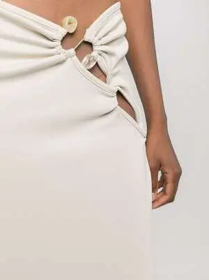 Christopher Esber Bead-embellished Ribbed Midi Skirt