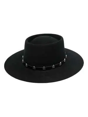 Philipp Plein Stud-embellished Boater Hat - Black