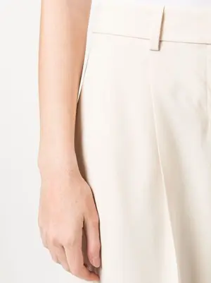 Theory Pleated Palazzo Trousers Bone White
