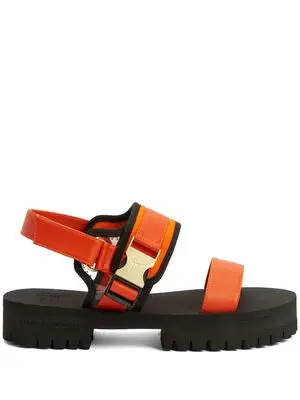GIUSEPPE ZANOTTI Mederic Buckled Leather Sandals - Orange