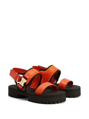 GIUSEPPE ZANOTTI Mederic Buckled Leather Sandals - Orange
