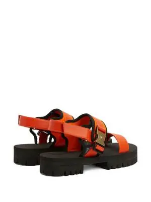 GIUSEPPE ZANOTTI Mederic Buckled Leather Sandals - Orange