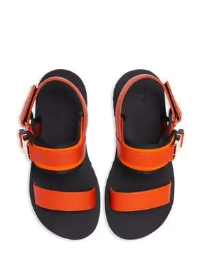 GIUSEPPE ZANOTTI Mederic Buckled Leather Sandals - Orange
